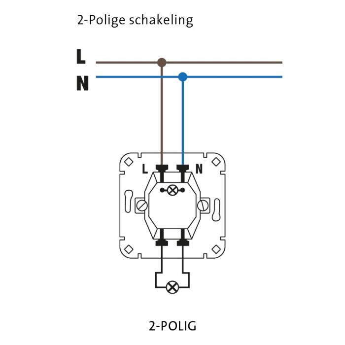 Kopp sokkel 2-polige schakelaar inbouw (503200004) | Kabel24
